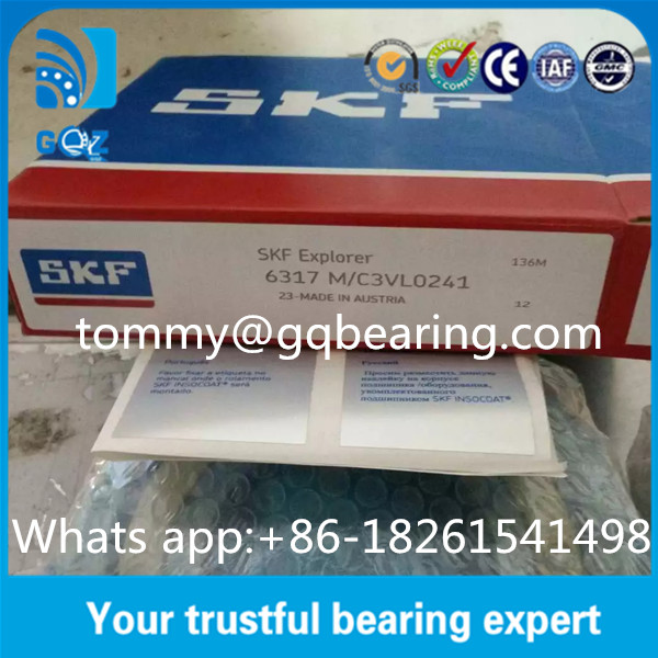 Brass Cage Electrical Insulation Deep Groove Ball Bearing SKF 6317M/C3 ...