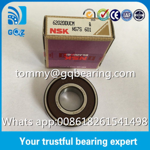 Rubber Seal Chrome Steel Deep Groove Ball Bearing NSK 6202DDU 6202DDUCM