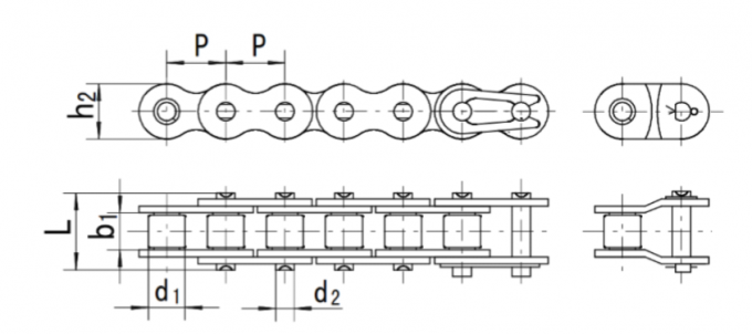 06BSS 9.525mm Pitch 304 Stainless Steel Roller Chain With Dia 5.72Mm Pin