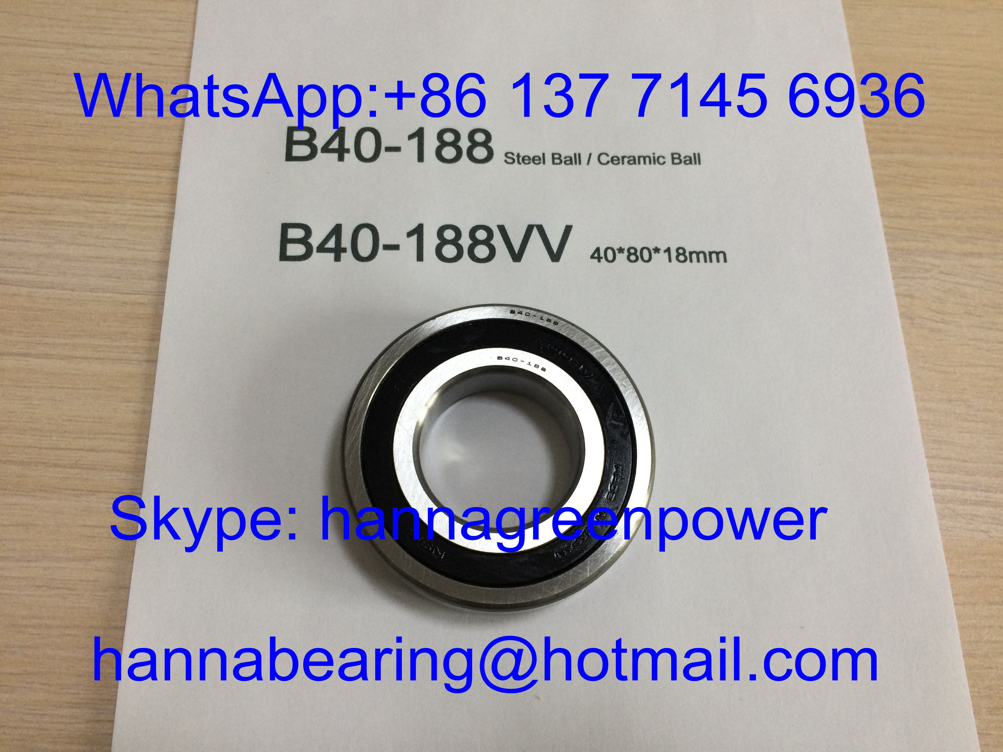 B40-188VV 15000RPM Steel Ball Bearing B40-188-2RS High Speed Motor ...