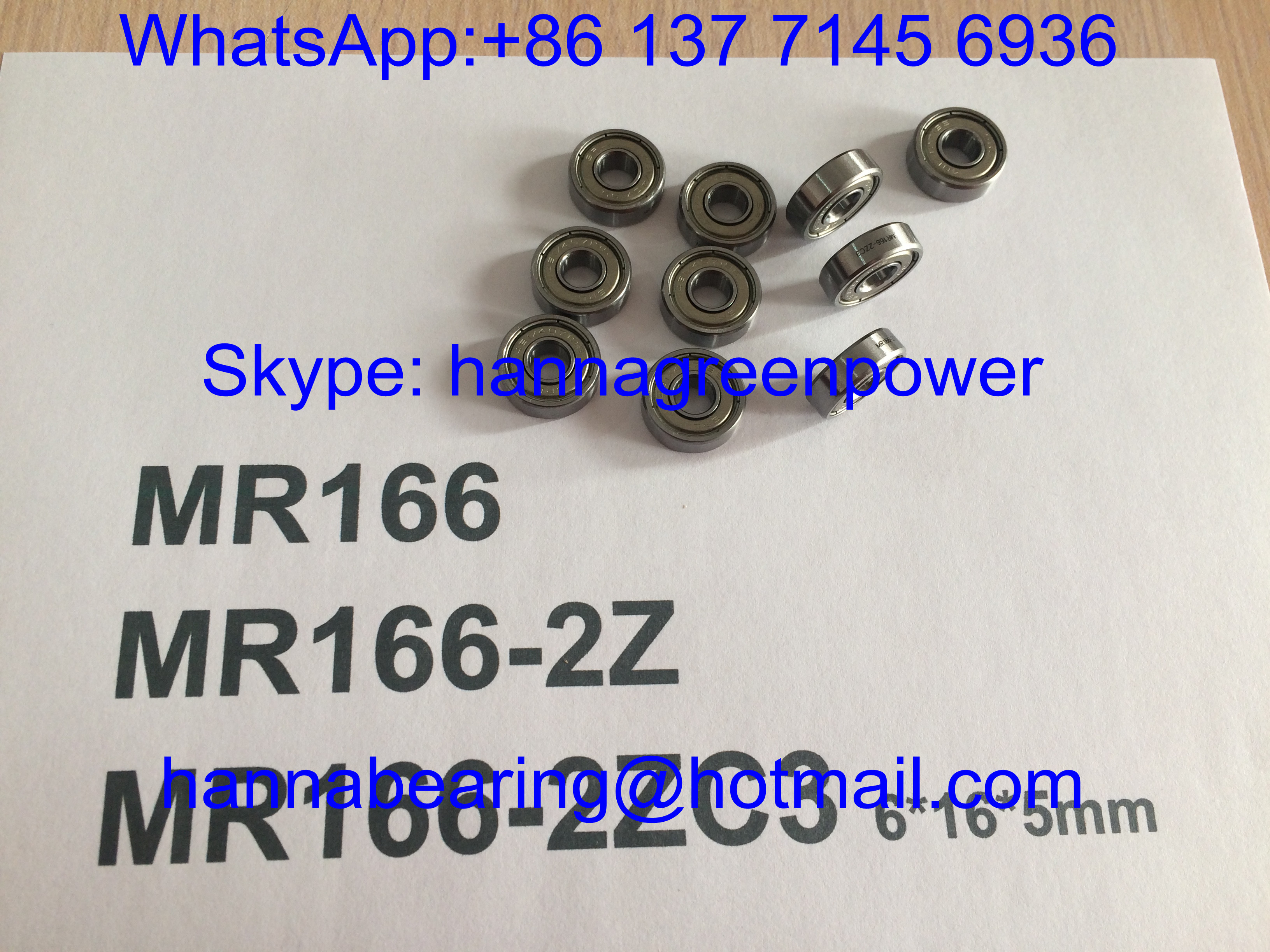 MR166ZZ / MR166-2ZC3 / MR166Z Deep Groove Ball Bearings with Metal ...